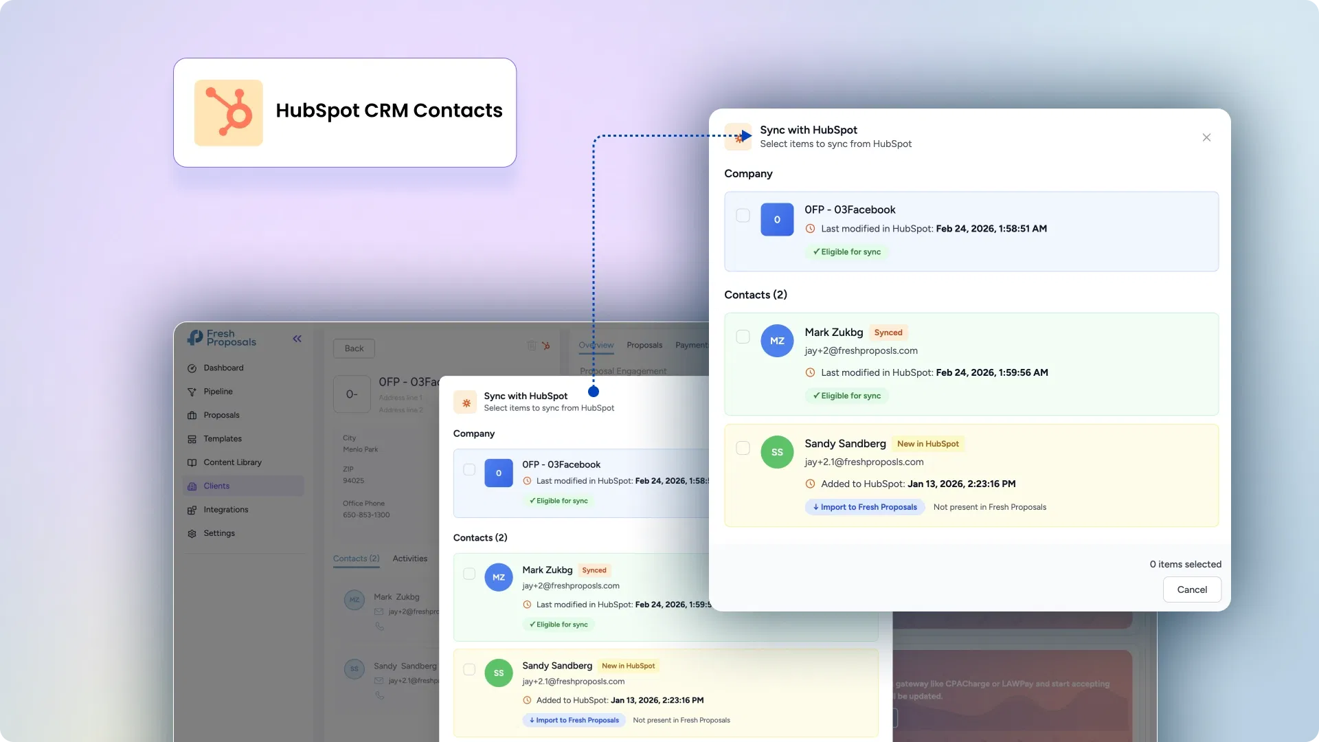 HubSpot Contact Sync from the Client Page