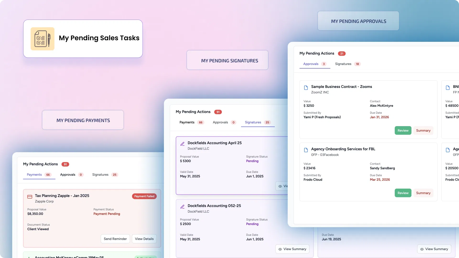 My Pending Actions Dashboard