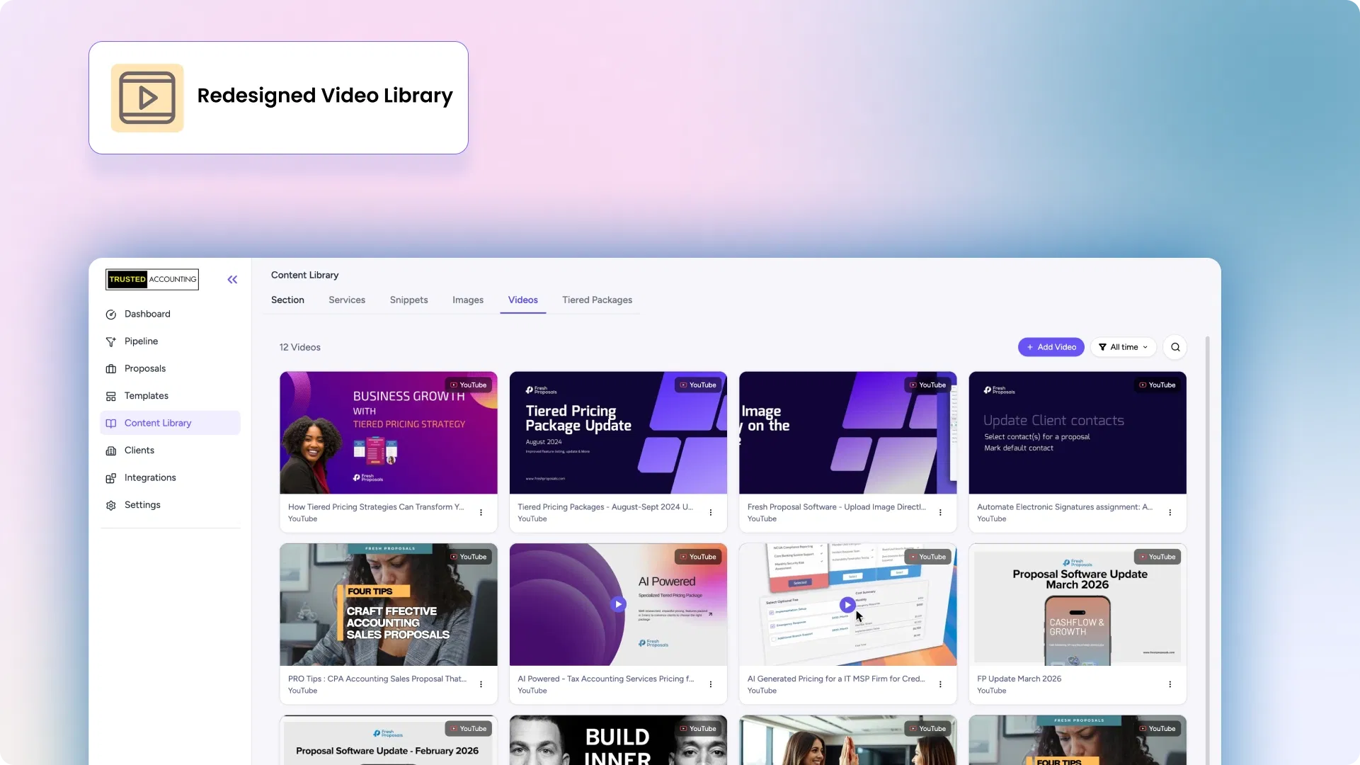 Revamped Video Content Library